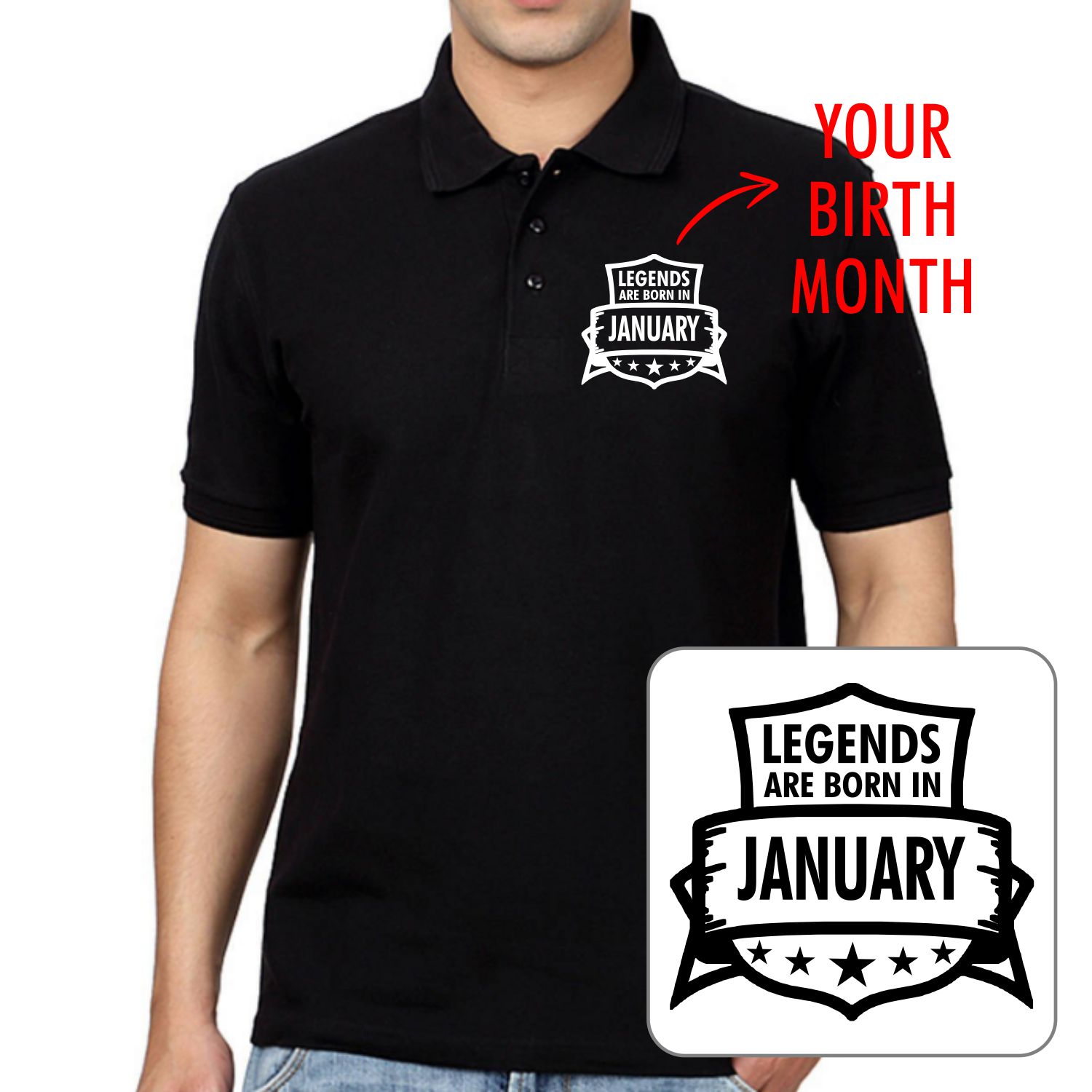 Legends Are Born In Custom Birthday Collar Polo T-shirts | Xtees